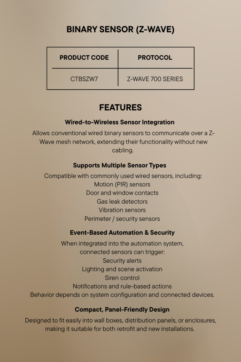 Binary Sensor(Z-Wave) – Confio Technologie